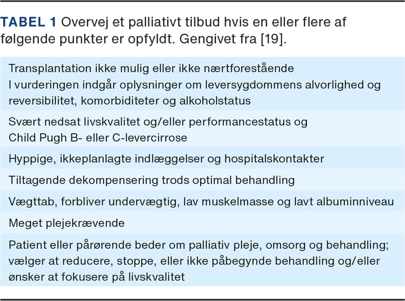 Planlægning af behandlingsmål ved fremskreden levercirrose | Ugeskriftet.dk