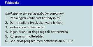 Periacetabulær osteotomi og hoftedysplasi hos yngre voksne | Ugeskriftet.dk