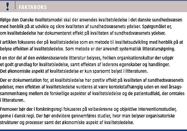 God ledelse kan have en positiv effekt på kvaliteten af ...