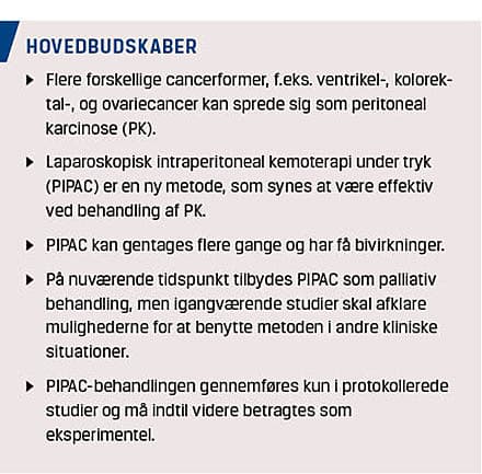 Behandling af peritoneal karcinose med laparoskopisk intraperitoneal ...